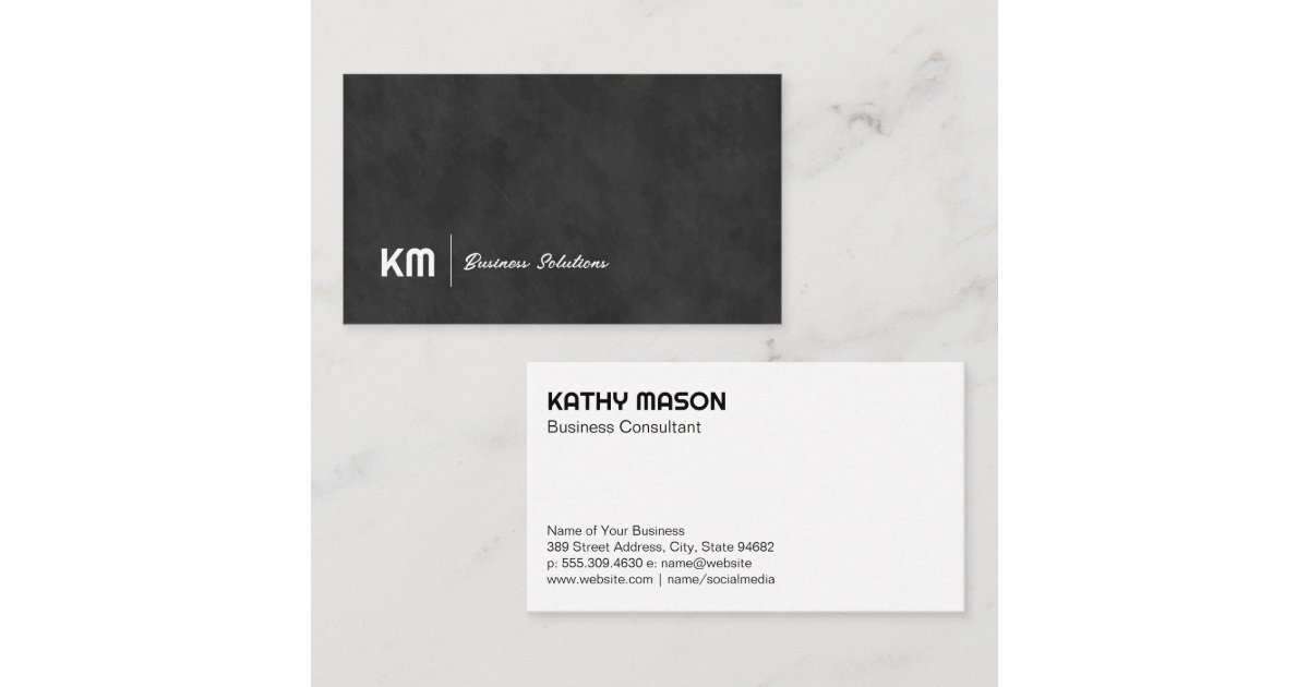 Monogram | Sleek Black Texture Business Card | Zazzle