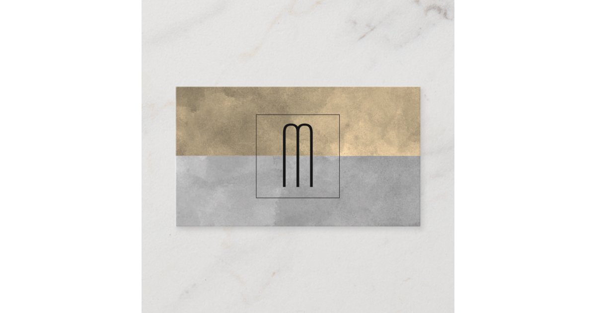 Monogram Sophisticated Sepia Gray Color Blocks Business Card | Zazzle