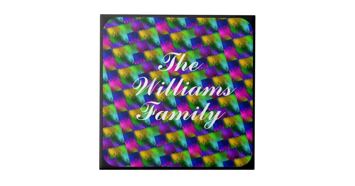 MONOGRAM STAINED GLASS CERAMIC TILE | Zazzle