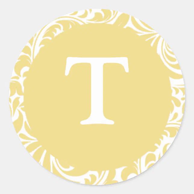 Monogram T Antique Gold Personalizable Wedding Mon Classic Round ...