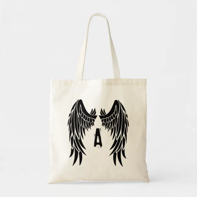 Monogram Tattoo Angel Wing Tote Bag | Zazzle