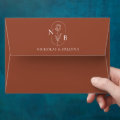 Monogram Terracotta Burnt Orange Elegant Wedding Envelope | Zazzle