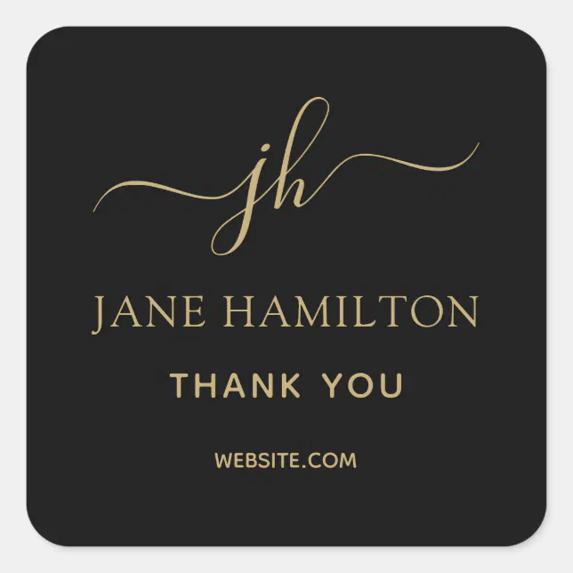Monogram Thank You Business Logo Square Sticker | Zazzle