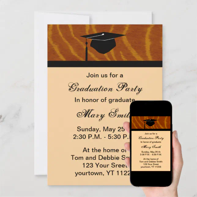Monogram Tiger Graduation Party Invitation | Zazzle