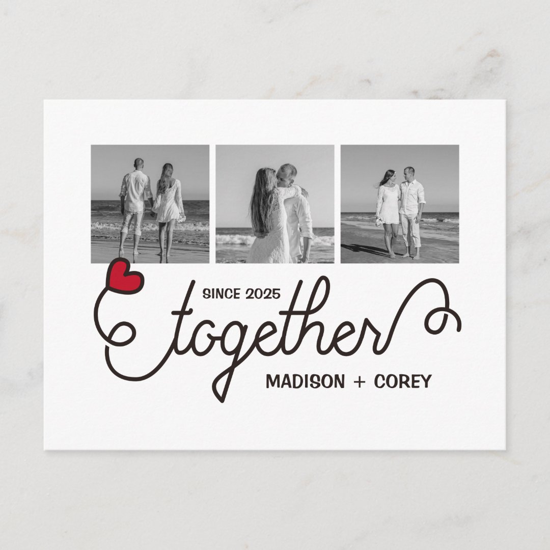 Monogram Together Typography Art Instagram Photos Postcard | Zazzle