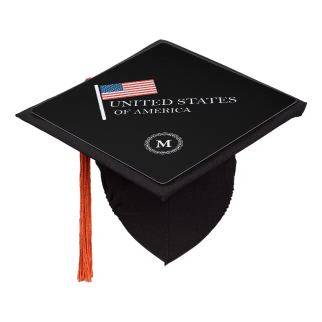 Monogram. United States of America Flag. Graduation Cap Topper | Zazzle