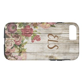 Monogram | Vintage Floral Roses Case-Mate iPhone Case | Zazzle