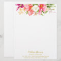 Monogram Vintage Flowers Pink Pastel Letterhead | Zazzle