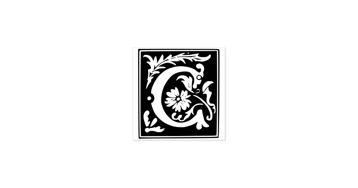 Monogram Vintage initial Letter C Rubber Stamp | Zazzle