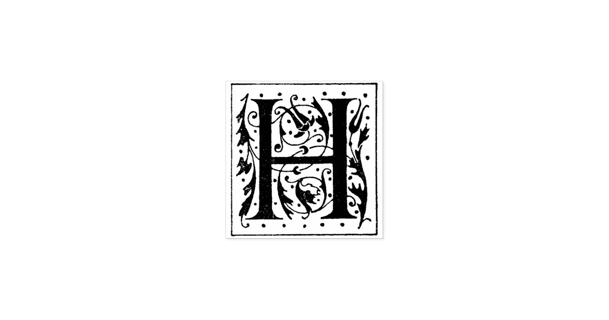 Monogram Vintage initial Letter H Rubber Stamp | Zazzle