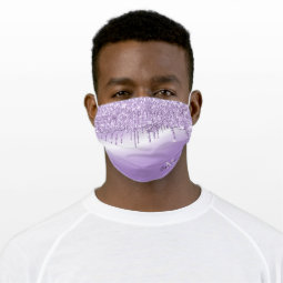 Monogram Violet Purple Dripping Glitter Metallic Adult Cloth Face Mask ...