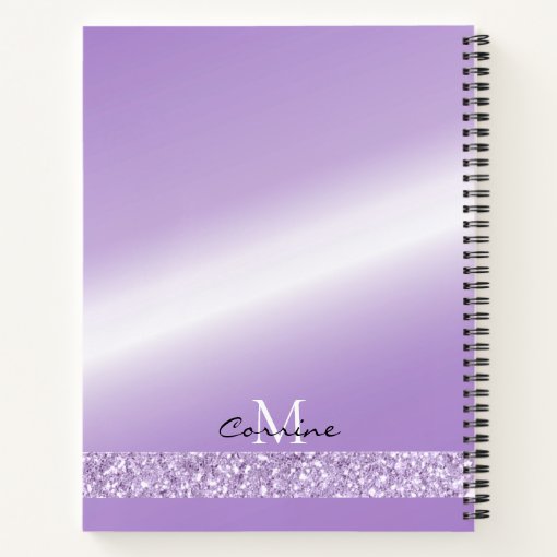 Monogram Violet Purple Dripping Glitter Metallic Notebook | Zazzle