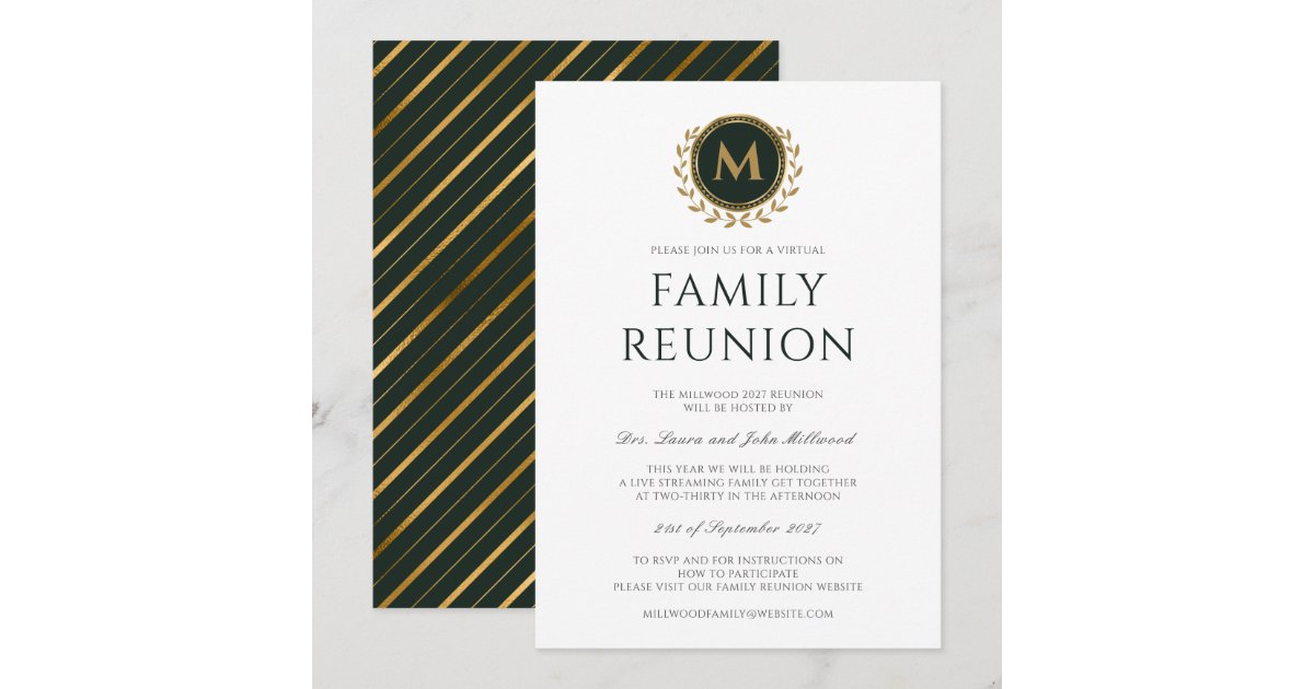 Monogram Virtual Family Reunion Invitation | Zazzle