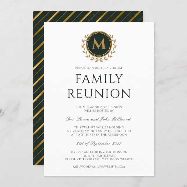 Monogram Virtual Family Reunion Invitation | Zazzle