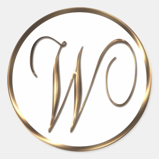 Monogram W Faux Bronze Classic Round Sticker | Zazzle