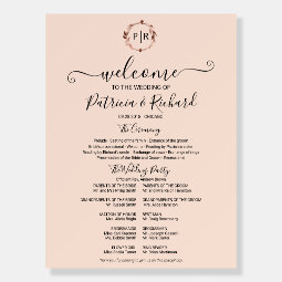 Monogram Wedding Ceremony Program Sign Foam Board | Zazzle