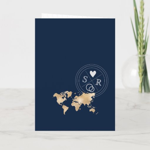 Monogram Wedding Destination Passport World Map Invitation | Zazzle