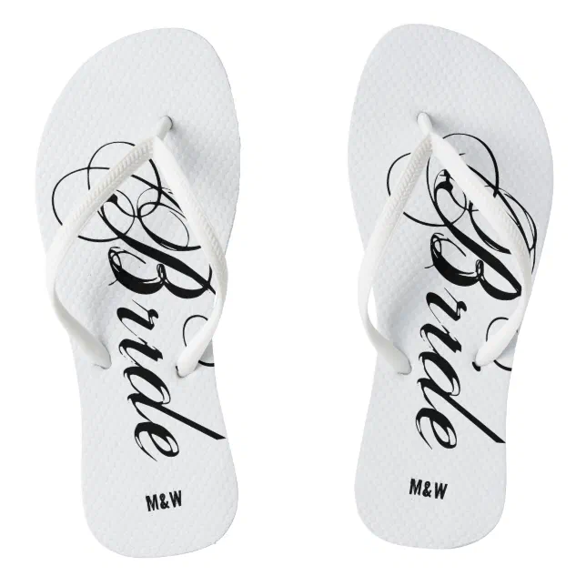 Monogram wedding flip flops for bride and groom | Zazzle