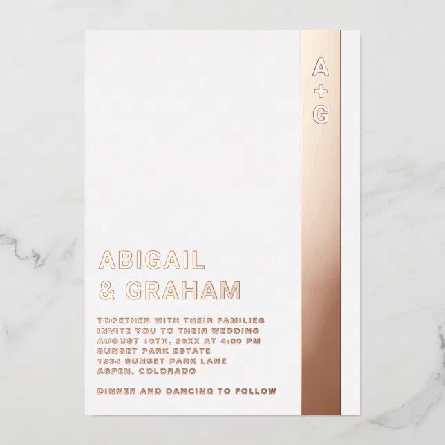 Monogram Wedding Foil Invitation | Zazzle
