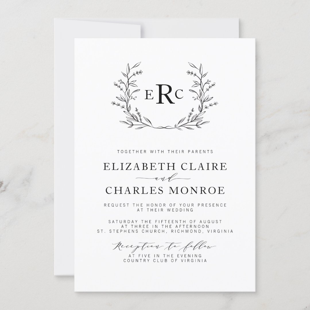 Monogram Wedding Invitation | Zazzle