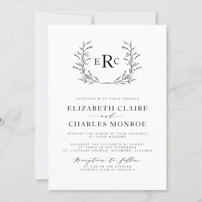 Monogram Wedding Invitation | Zazzle