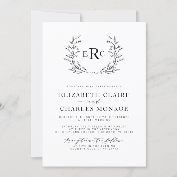 Monogram Wedding Invitation | Zazzle