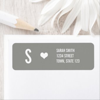 Monogram Wedding Invitation Grey Address Labels | Zazzle