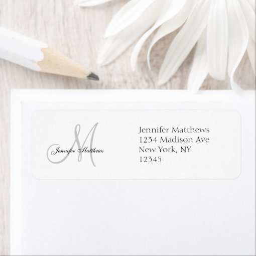 Monogram Wedding Invitation Simple Address Labels | Zazzle