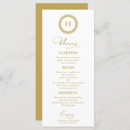 Monogram Wedding Menu Cards Gold | Zazzle
