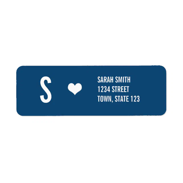 Monogram Wedding Navy Address Labels | Zazzle