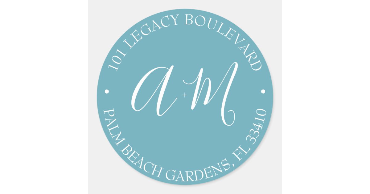 Monogram Wedding Return Address Classic Round Stic Classic Round Sticker | Zazzle