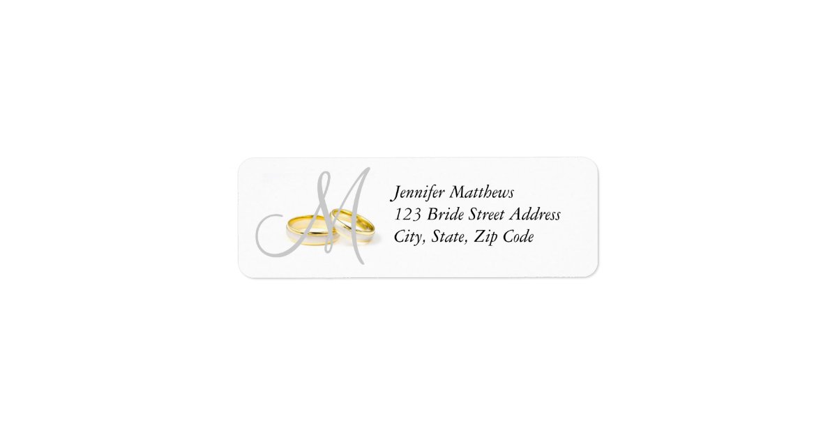 Monogram Wedding Rings Return Address Labels | Zazzle