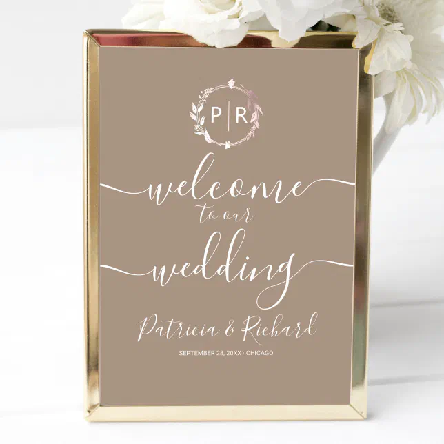 Monogram Wedding Welcome Sign | Zazzle