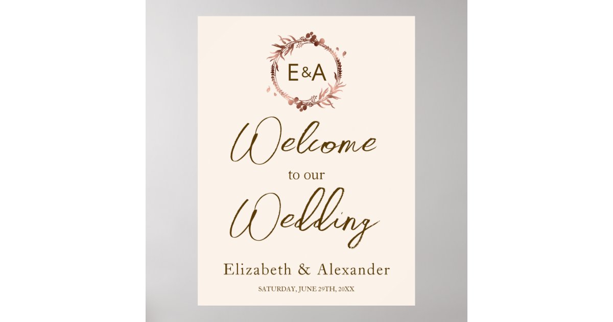 Monogram Wedding Welcome Sign Foam Boar | Zazzle