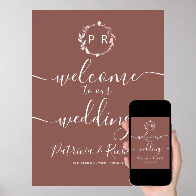 Monogram Wedding Welcome Sign Foam Board | Zazzle