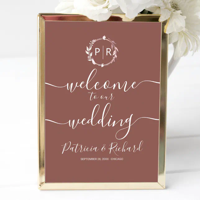 Monogram Wedding Welcome Sign Foam Board | Zazzle