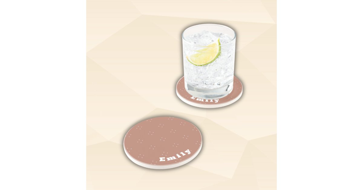 Monogram white arrow on mocha mousse background | coaster | Zazzle