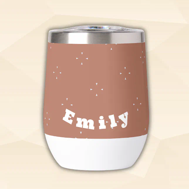 Monogram white arrow on mocha mousse background | thermal wine tumbler ...