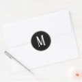 Monogram White on Black Round Sticker | Zazzle