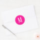 Monogram White on Hot Pink Round Sticker | Zazzle