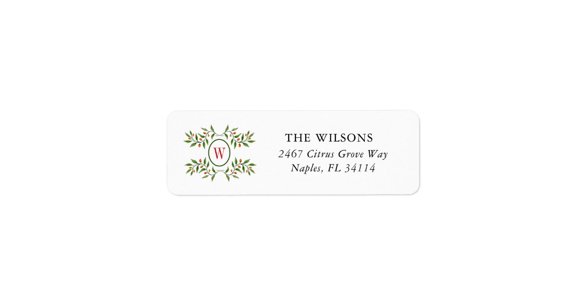 Monogram with Greenery Label | Zazzle