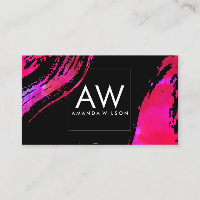 Monogram with Modern Watercolor Brushed / Warm Business Card | Zazzle
