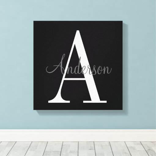 Monogram with Name Overlay Canvas Print | Zazzle
