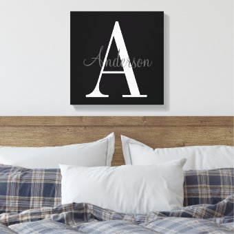 Monogram with Name Overlay Canvas Print | Zazzle