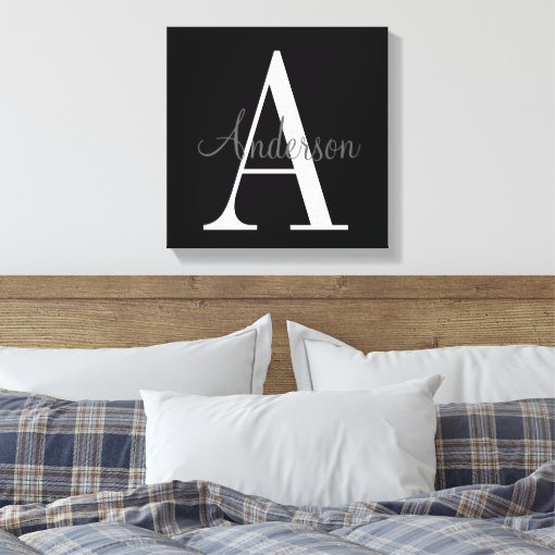 Monogram with Name Overlay Canvas Print | Zazzle