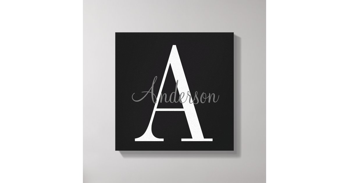 Monogram with Name Overlay Canvas Print | Zazzle