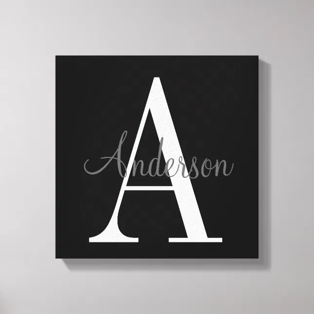 Monogram with Name Overlay Canvas Print | Zazzle