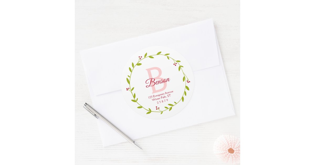 Monogram Wreath Personalized Return Address Seals | Zazzle