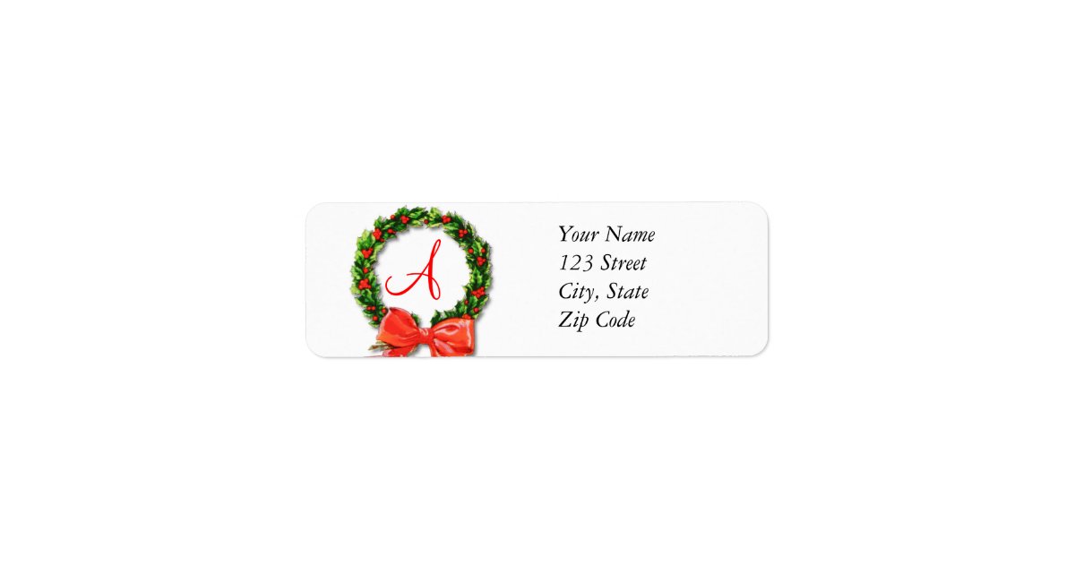 Monogram Wreath Return Address Labels | Zazzle