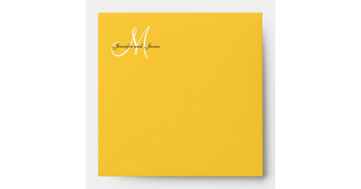 Monogram Yellow Wedding Invitation Envelope | Zazzle